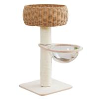 China Fat Cat Puppet Maine Cat Nest Tree with Four Seasons Climbing Frame Rattan Sisal Nest Wood Material for One or Four Cats for sale