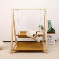 China Cozy Dual-Level Wooden Cat Dog Swing Hammock Bed Waterproof Eco-Friendly All-Season Sturdy Beige Fabric Modern Collapsible for sale