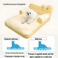 China Pet Sofa Ice Doudou Backrest Big Eye Cushion Cool Feeling Cat Kennel Dog Kennel Cushion Breathable Removable and Washable Sofa for sale