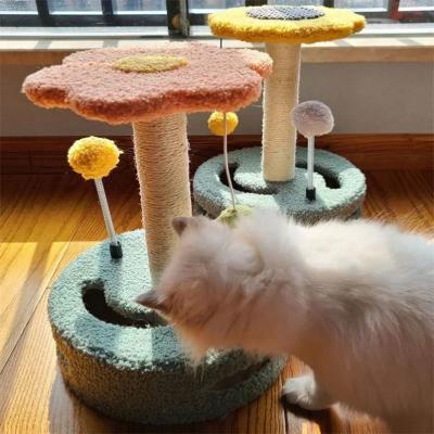 China Luxury Small Cat Scratching Tree Turntable Type Eco-Friendly Durable Toy Sisal Teasing Claw Grinding Halloween Carton Packing for sale