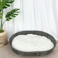 China Popular Ins Hand-Woven PE Rattan Open Pet Nest Modern Classic Scratch-Resistant Wear-Resistant Cat Dog Kennel Four Carton for sale