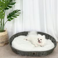 China Popular Ins Hand-Woven PE Rattan Open Pet Nest Modern Classic Scratch-Resistant Wear-Resistant Cat Dog Kennel Four Carton for sale