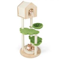 China 55 Inch Tall Cat Climbing Stand with Sisal Scratching Posts and Soft Cat Bed for Indoor Kittens for sale