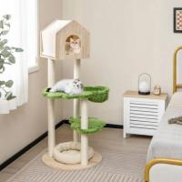 China 55 Inch Tall Cat Climbing Stand with Sisal Scratching Posts and Soft Cat Bed for Indoor Kittens for sale