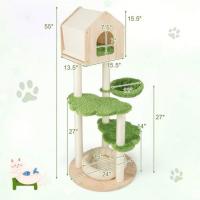 China 55 Inch Tall Cat Climbing Stand with Sisal Scratching Posts and Soft Cat Bed for Indoor Kittens for sale