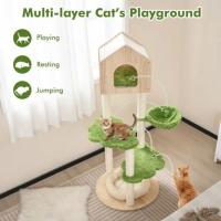 China 55 Inch Tall Cat Climbing Stand with Sisal Scratching Posts and Soft Cat Bed for Indoor Kittens for sale