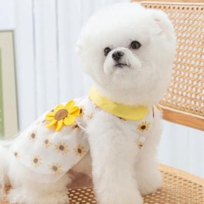 China Cute Korean Style Solid Summer Halloween Dress for Pet Dogs Princess Mesh Skirt with Bow Lace for Poodle Chihuahua Christmas for sale