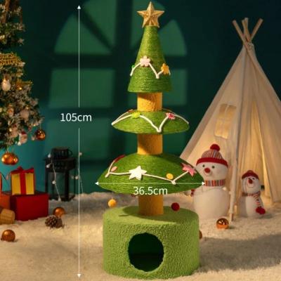 China Premium Luxury Cat Climbing Frame Wool Sisal Cat Trees Scratcher Perfect Christmas Halloween Decorations Cat Tree Tower for sale
