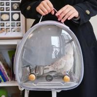 China Portable Fashion Bird Backpack with Zipper Closure Plastic Bubble Cage for Outdoor Travel Hiking for Birds and Parrots for sale