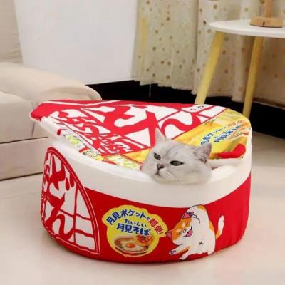 China Pet Dog Cat House Kennel Super Large Instant Noodle Warm Dog Cat Nest Beds Cushion Udon Cup Noodle Pet Bed Cozy Nest for sale