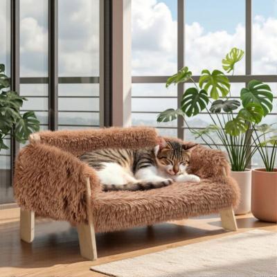 China Breathable Fashion Wood Pet Bed 4 Feet Elevated Indoor Dog Cat Sofa Waterproof Comfortable Small Animal Bed Cozy Eco-Friendly for sale