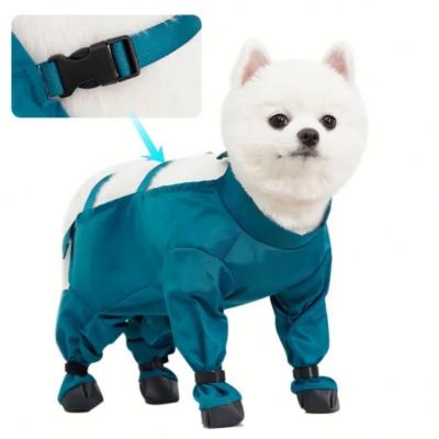 China Pet Out Wrap Belly Bag Rompers 4 Leg Shoes Dog Walking Waterproof Dustproof Polyester Halloween Cute Raincoat Boots for sale
