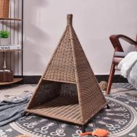 China Rattan Cat Nest Triangle Tent Dog Kennel All Seasons Universal Summer Cool Nest Breathable Cat Supplies for sale