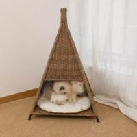 China Rattan Cat Nest Triangle Tent Dog Kennel All Seasons Universal Summer Cool Nest Breathable Cat Supplies for sale
