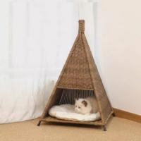 China Rattan Cat Nest Triangle Tent Dog Kennel All Seasons Universal Summer Cool Nest Breathable Cat Supplies for sale