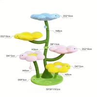China Luxury Small-Size Wood Cat Climbing Frame Nest Rack Sisal Pet Scratch Pillar with Flower Toy No Land Occupation Packed in Carton for sale