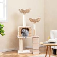 China Cattail Cat Tree, Multi-Level Cat Tower with Sisal Scratching Posts, Cat Condo, Basket Beds for sale
