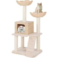 China Cattail Cat Tree, Multi-Level Cat Tower with Sisal Scratching Posts, Cat Condo, Basket Beds for sale