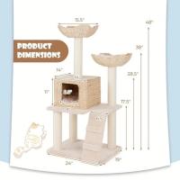 China Cattail Cat Tree, Multi-Level Cat Tower with Sisal Scratching Posts, Cat Condo, Basket Beds for sale