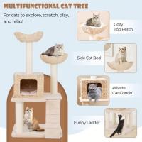 China Cattail Cat Tree, Multi-Level Cat Tower with Sisal Scratching Posts, Cat Condo, Basket Beds for sale