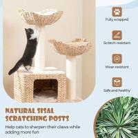 China Cattail Cat Tree, Multi-Level Cat Tower with Sisal Scratching Posts, Cat Condo, Basket Beds for sale