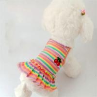 China Puppy Summer Fancy Dress Dog Costume for Small Breeds Pomeranian Striped 100% Cotton One Piece Short Skirt for sale