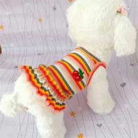 China Puppy Summer Fancy Dress Dog Costume for Small Breeds Pomeranian Striped 100% Cotton One Piece Short Skirt for sale
