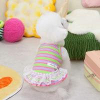 China Puppy Summer Fancy Dress Dog Costume for Small Breeds Pomeranian Striped 100% Cotton One Piece Short Skirt for sale