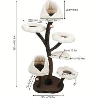 China Luxury 63.8in Cat Tree 22lbs Capacity Multi-Level Tower Brown Wool Sisal Wood Climbing Frame Scratching Posts Resting Platforms for sale