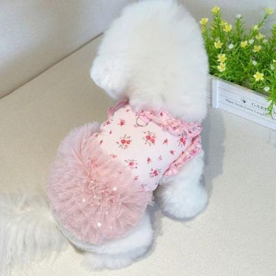 China Small XS Size Dog INS Dance Skirt Dress Striped Mesh Layer Teddy Coat Accessory Halloween Birthday Christmas Funny Cute Pet for sale