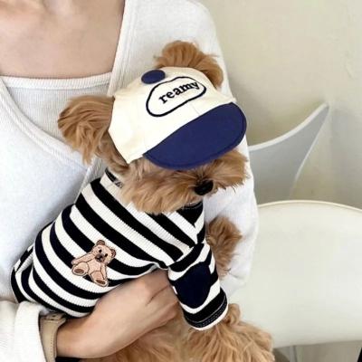 China Black Striped Teddy T-Shirt for Small Dogs XS-XL Summer Pullover Two Leg Clothes Soft Polyester Fabric Cartoon Dog Christmas for sale