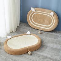 China Hot Sale Modern Durable Oval Sisal and Corrugated Paper Cat Scratcher for Pet Playing and Scratching for sale