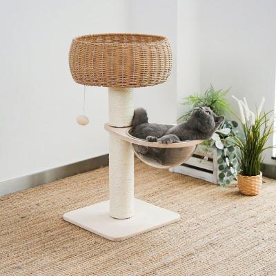 China Fat Cat Puppet Maine Cat Nest Tree Durable Rattan Sisal Four Seasons Four Seasons Cat Rack Climbing Wood Nest for One Christmas for sale