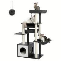 China Luxury 130.5CM Cat Tree Condo Multi-Level Platform Tower Sisal Scratching Post Kitten Climber Perches Tunnel Hummock Halloween for sale