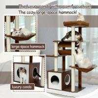 China Luxury 130.5CM Cat Tree Condo Multi-Level Platform Tower Sisal Scratching Post Kitten Climber Perches Tunnel Hummock Halloween for sale