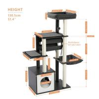 China Height 130.5CM Cat Tree Condo Multi-Level Platform Tower Sisal Scratching Post for Kitten Cat Climber Perches Tunnel Hummock Bed for sale