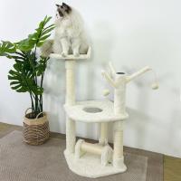 China Cheap Modern Wood Cat Tree Climbing Frame Hammock Condo Kittens Interactive Sisal Scratching Post Plush Carton for sale