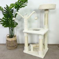 China Cheap Modern Wood Cat Tree Climbing Frame Hammock Condo Kittens Interactive Sisal Scratching Post Plush Carton for sale