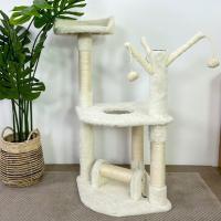China Cheap Modern Wood Cat Tree Climbing Frame Hammock Condo Kittens Interactive Sisal Scratching Post Plush Carton for sale