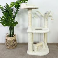 China Cheap Modern Wood Cat Tree Climbing Frame Hammock Condo Kittens Interactive Sisal Scratching Post Plush Carton for sale
