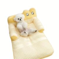 China 100% Cotton Collapsible Travel Pet Sofa with Ice Doudou Backrest Big Eye Design Breathable Removable Washable for Cats & Dogs for sale