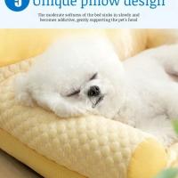 China 100% Cotton Collapsible Travel Pet Sofa with Ice Doudou Backrest Big Eye Design Breathable Removable Washable for Cats & Dogs for sale