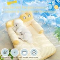 China 100% Cotton Collapsible Travel Pet Sofa with Ice Doudou Backrest Big Eye Design Breathable Removable Washable for Cats & Dogs for sale