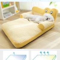 China 100% Cotton Collapsible Travel Pet Sofa with Ice Doudou Backrest Big Eye Design Breathable Removable Washable for Cats & Dogs for sale
