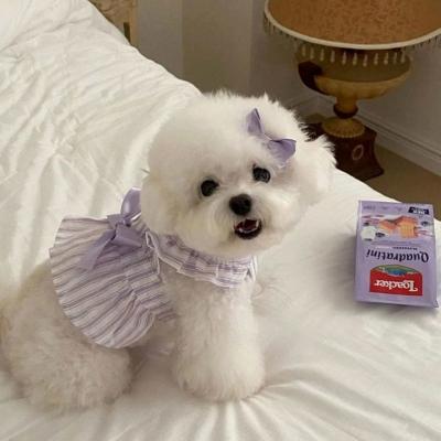 China Female Dog Cat Cute Comfortable Polyester Teddy Princess Dress Casual Striped Summer Skirt Halloween Animal for sale