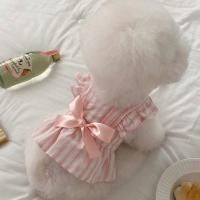 China Female Dog Cat Cute Comfortable Polyester Teddy Princess Dress Casual Striped Summer Skirt Halloween Animal for sale