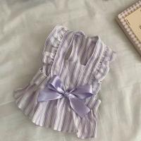 China Female Dog Cat Cute Comfortable Polyester Teddy Princess Dress Casual Striped Summer Skirt Halloween Animal for sale