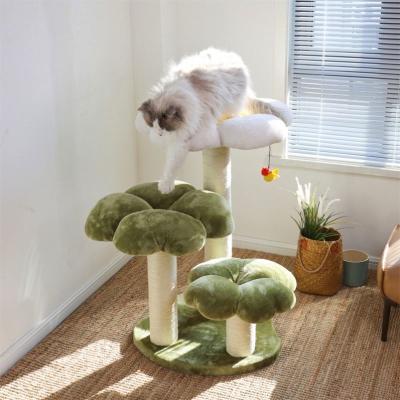 China Luxury Eco-Friendly Durable Cat Tree Tower Big Cat Base Integrated Sisal Claw Grinding Floral Nest PE Bag Packing for Halloween for sale
