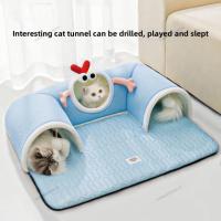China Foldable Fur Tunnel Bed Cartoon Pet Sleeping Mat Cool and Breathable Hiding Place for Pets in Summer Suitable for Small Cats for sale