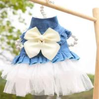 China Dog Dress for Small Dogs Clothes Denim Wedding Dresses for Chihuahua Pet Princess Puppy Jeans Skirts for Pomeranian Spitz for sale